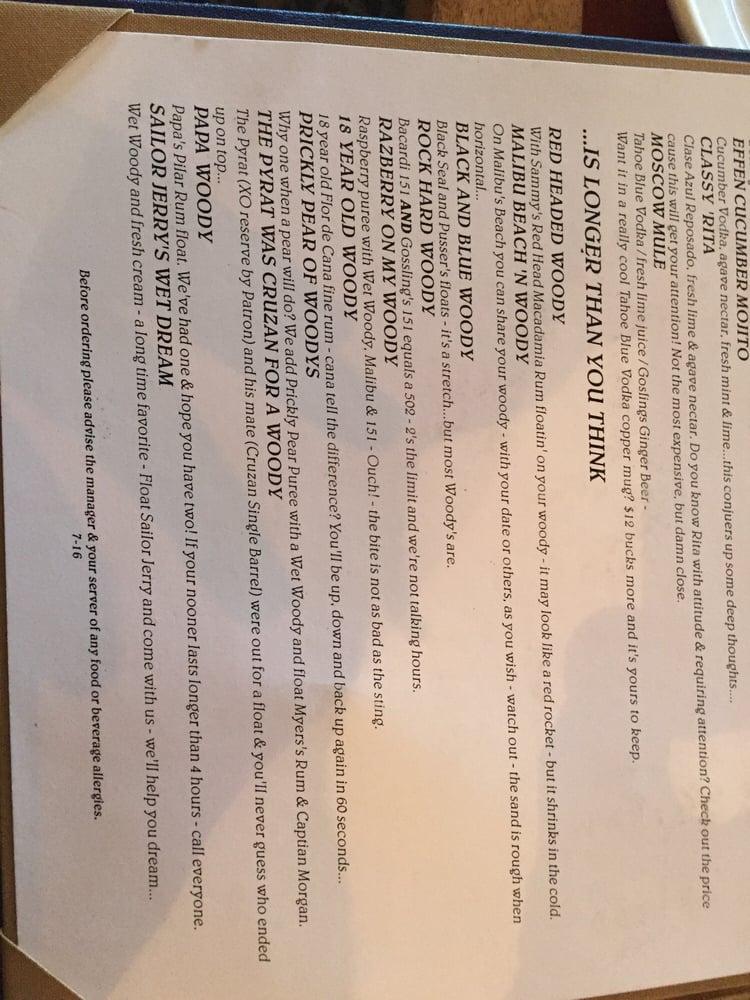 Menu at Riva Grill On the Lake restaurant, South Lake Tahoe