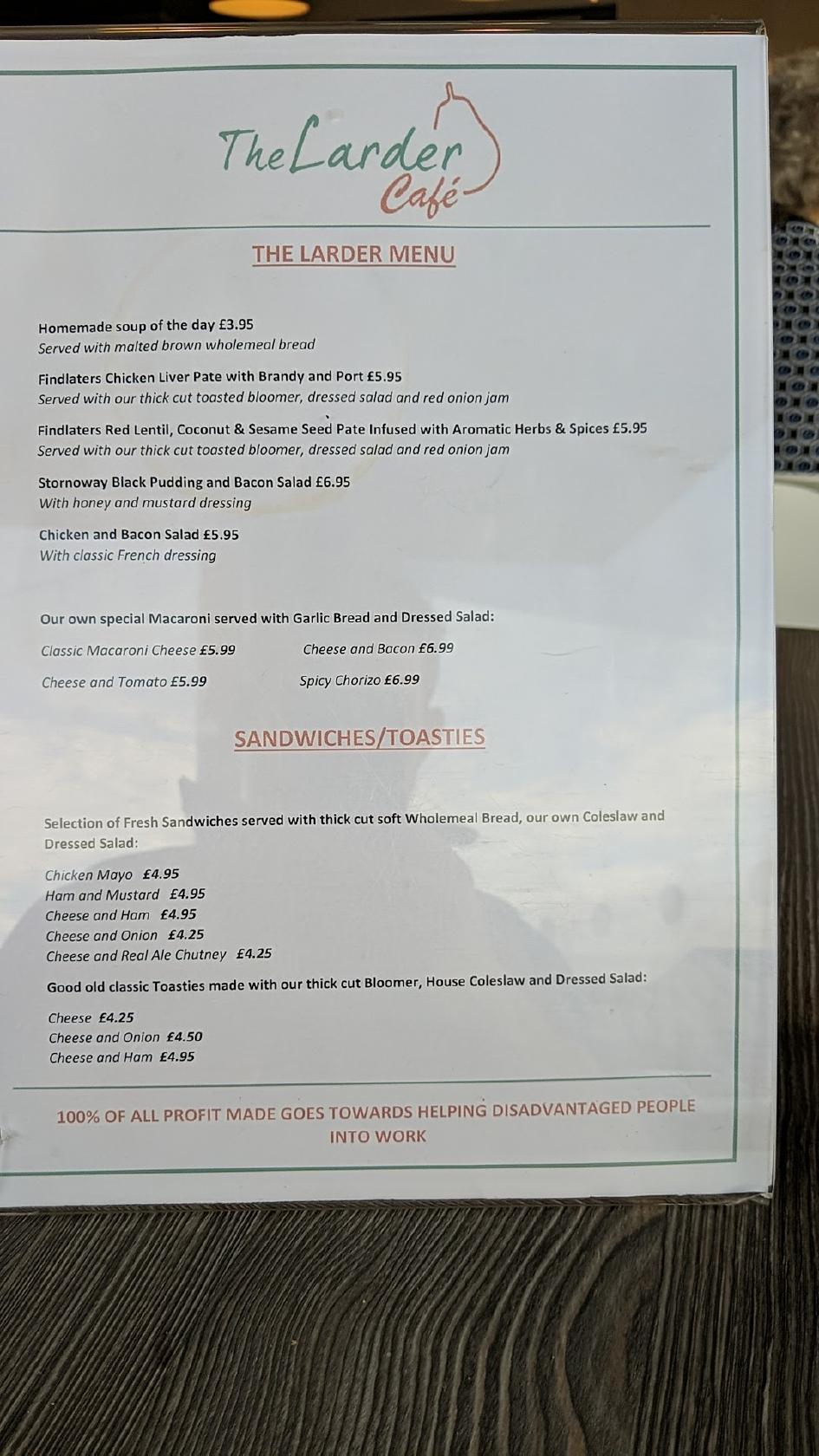 Menu at Calderwood Cafe, Livingston