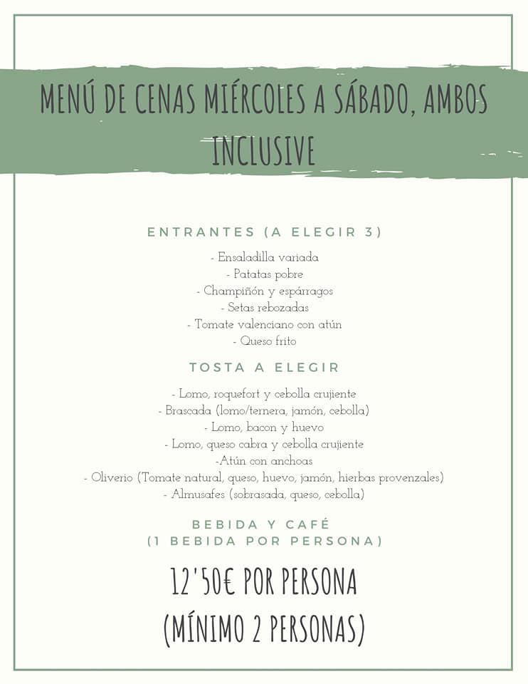 Menu at Casa Oliverio restaurant, Algemesí