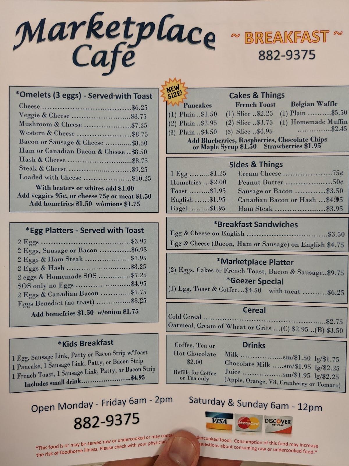Menu at Marketplace Cafe, Wiscasset