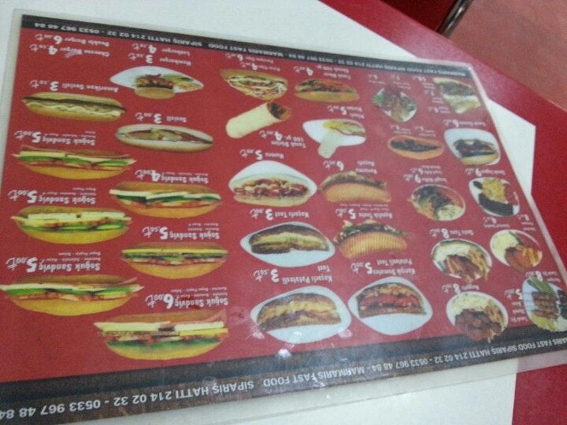 Menu at Marmaris Fast Food RİZE, Rize