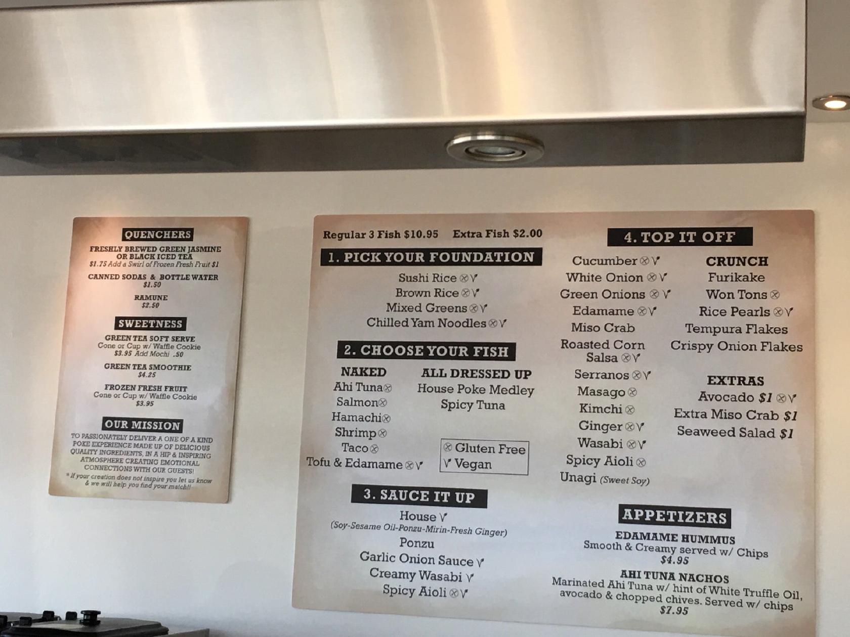 Menu at Poke Poke Fish Bar, Santa Clara