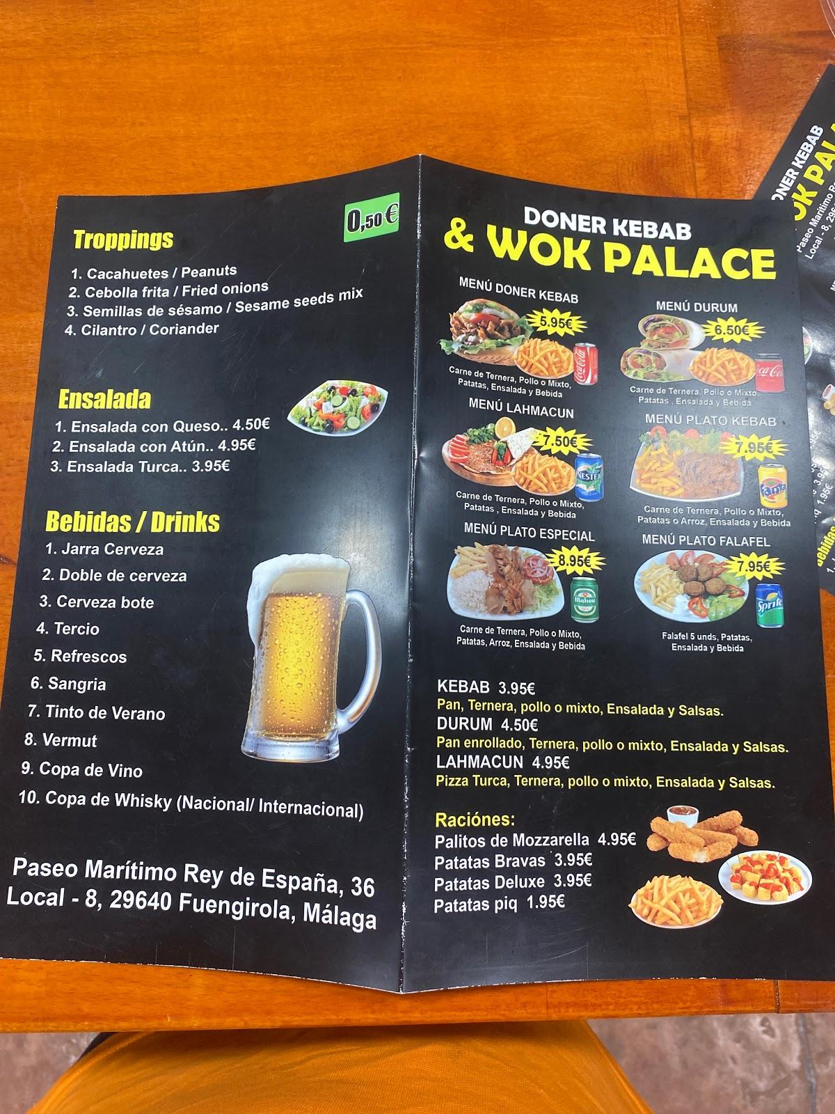 Menu at WOK PALACE AND DONNER KEBAB restaurant, Fuengirola