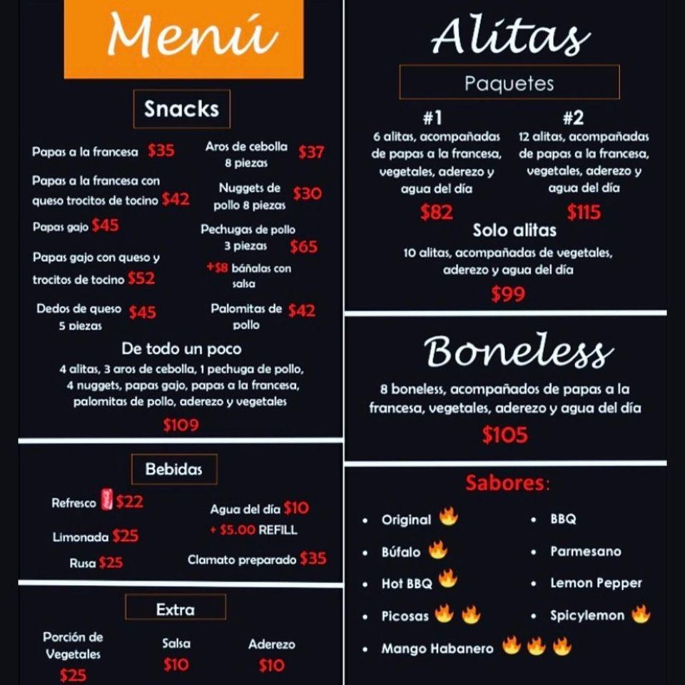 Menu at Alitas La Barra, Aguascalientes