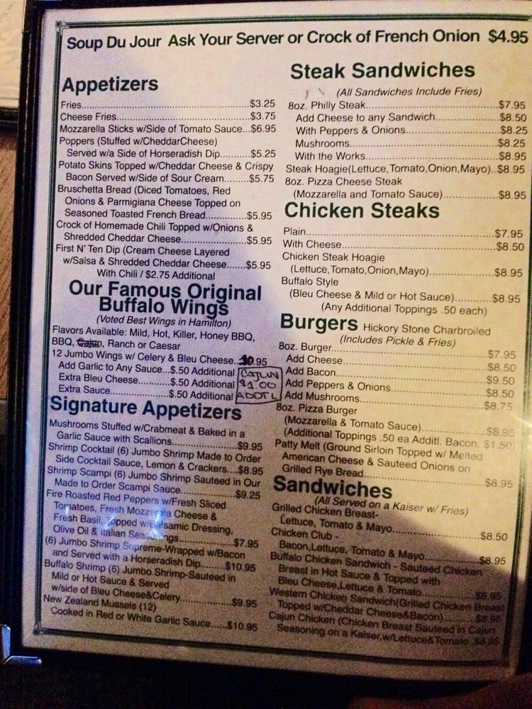 Menu at First N Ten Sports Pub, Trenton