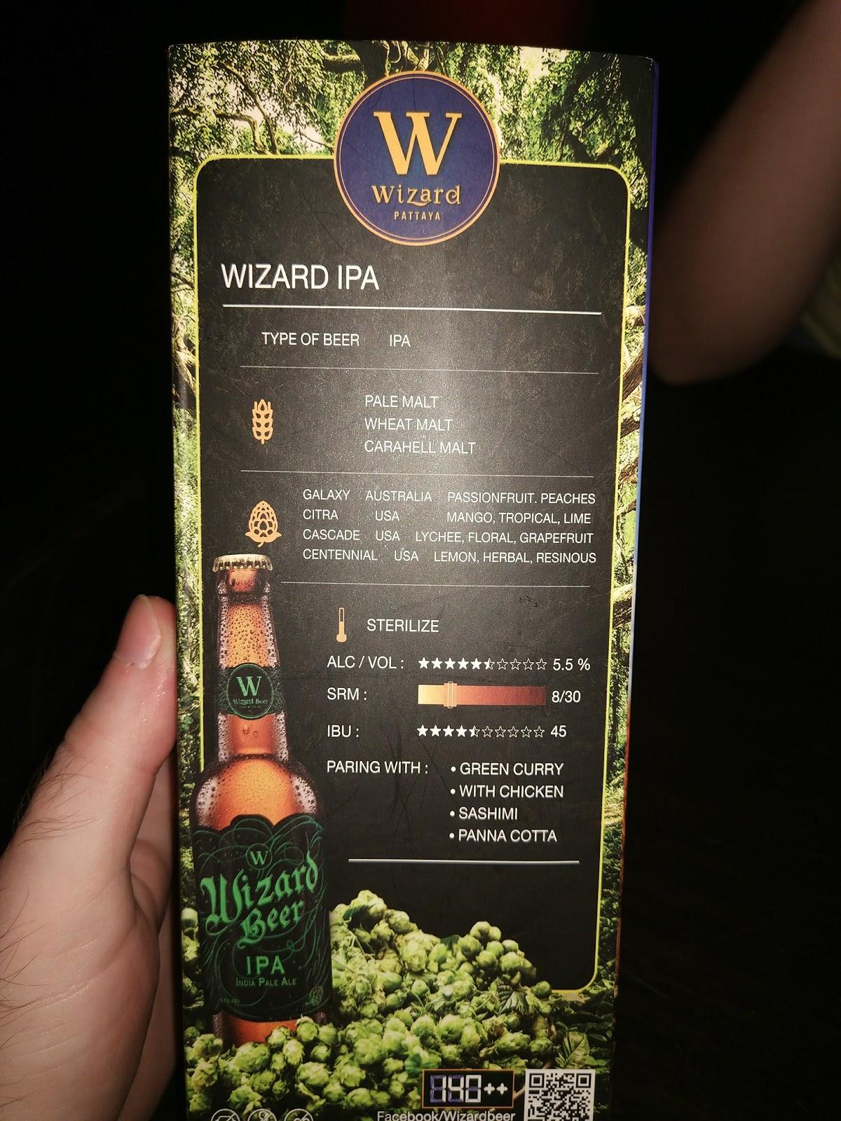 Menu at Wizard Brewery and Restaurant, Pattaya City