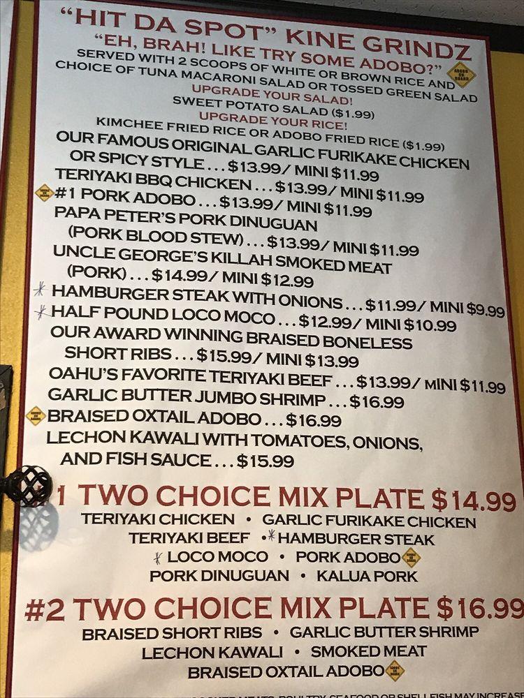 Menu at Broke Da Mouth Grindz & Catering restaurant, Kailua-Kona