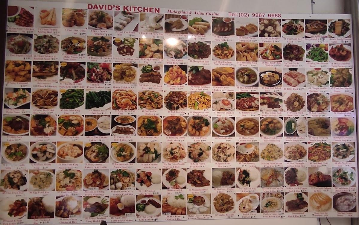 Menu at David's Kitchen restaurant, Sydney, 127 Liverpool St