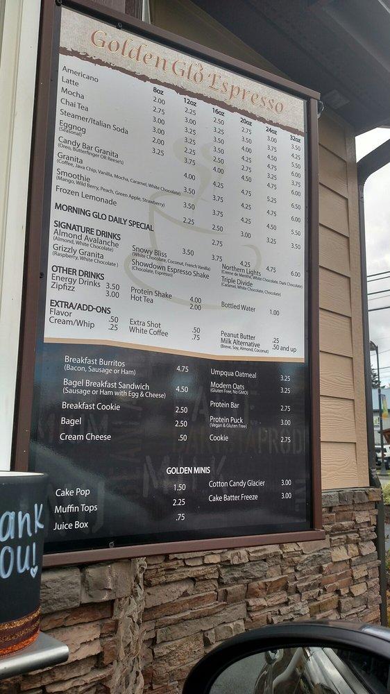 Menu at Golden Glo Espresso pub & bar, Hayden, 9878 N Government Way