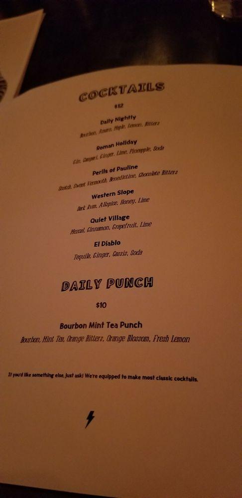 Carta del pub y bar Low Fidelity, Jersey City