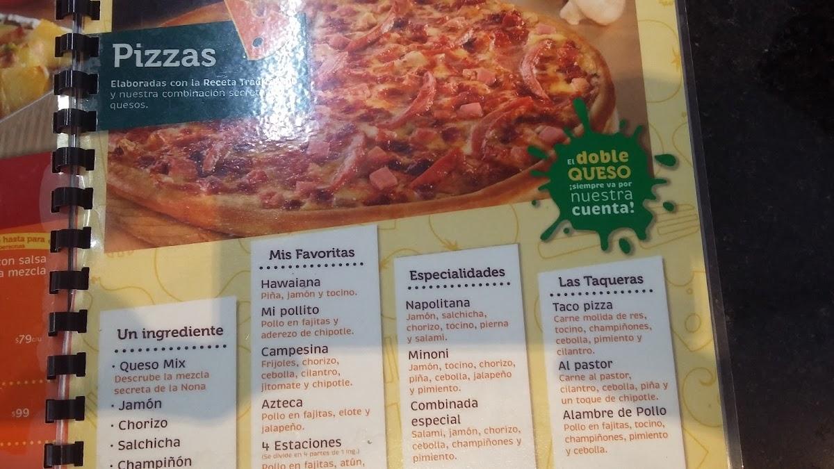 Carta del restaurante Pizzas Minoni, Orizaba, Av. Cri-Crí 1430