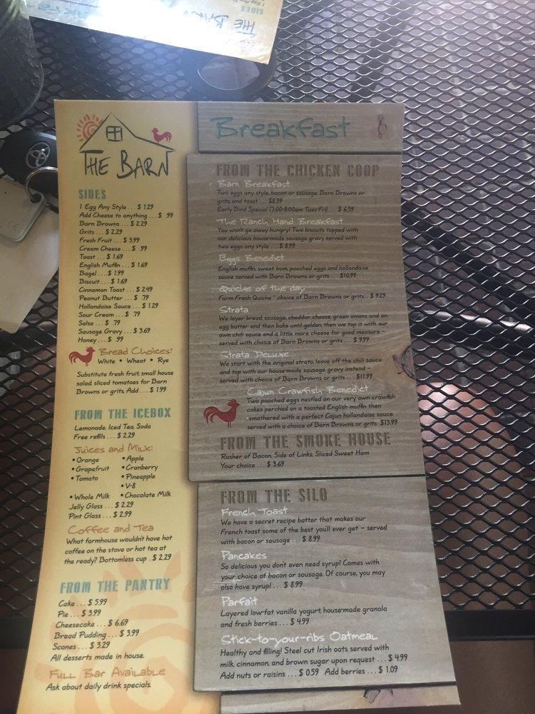 Menu at The Barn, St. Louis, Sappington Rd