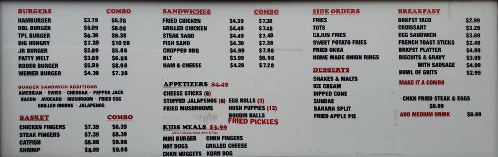 Menu at C & D Burger Shoppe restaurant, Houston, Fuqua St