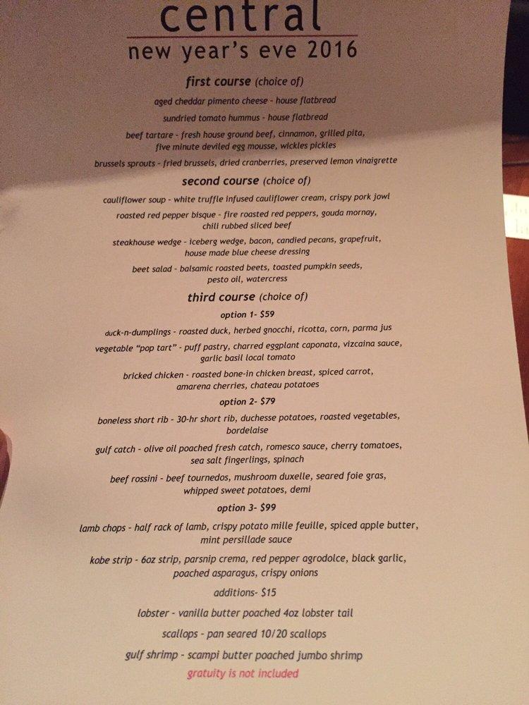 Menu at Central Restaurant, Montgomery
