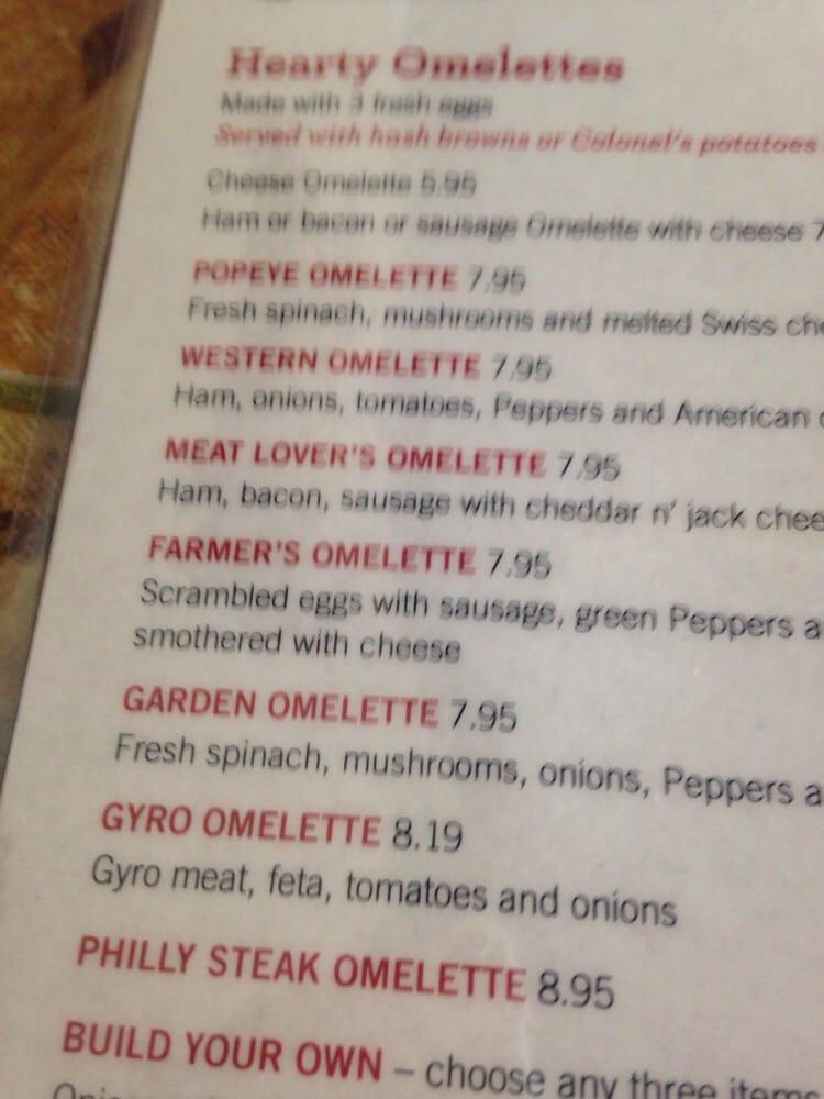Menu at Colonel's Delicatessen restaurant, Knoxville