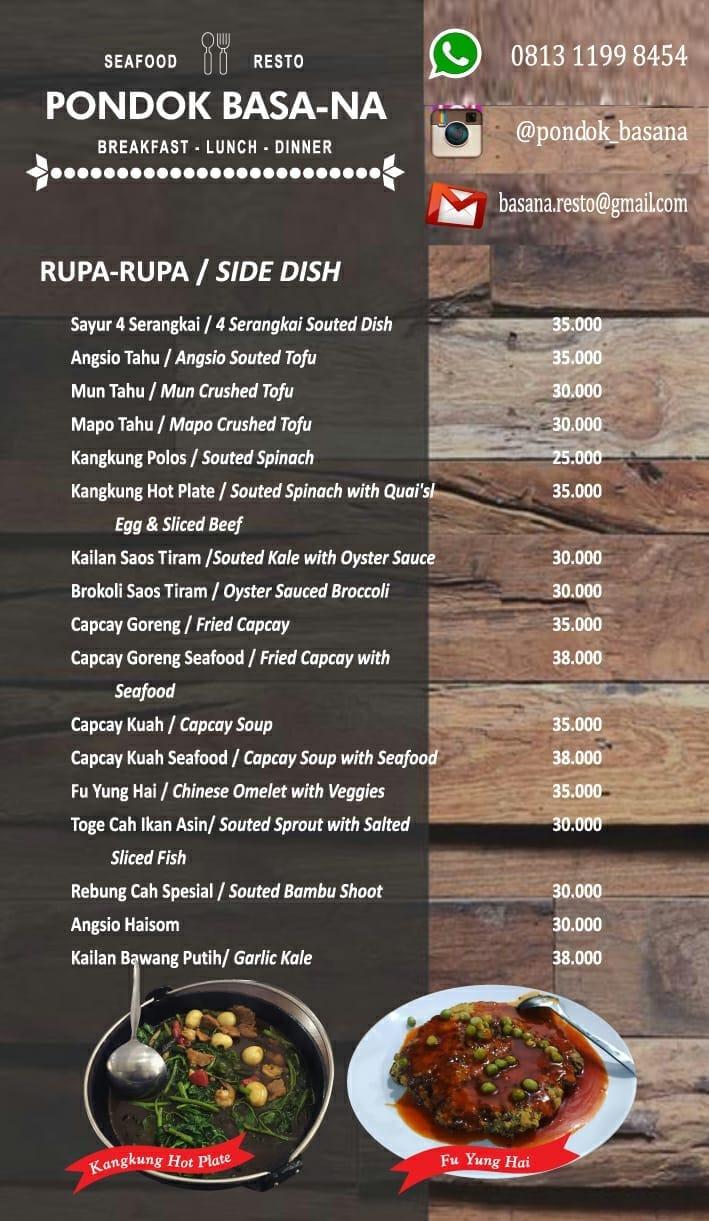 Menu at PONDOK BASA-NA restaurant, Tigaraksa
