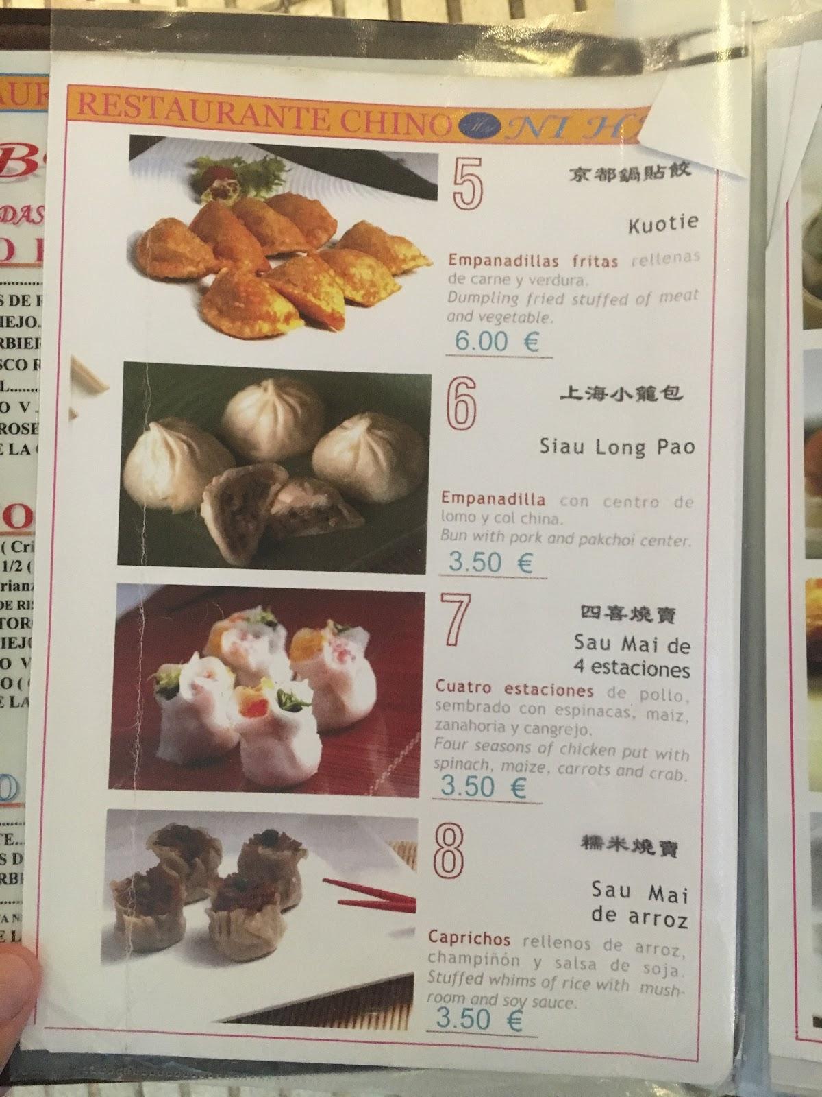 Menu at RESTAURANTE CHINO NI HAO., Calp