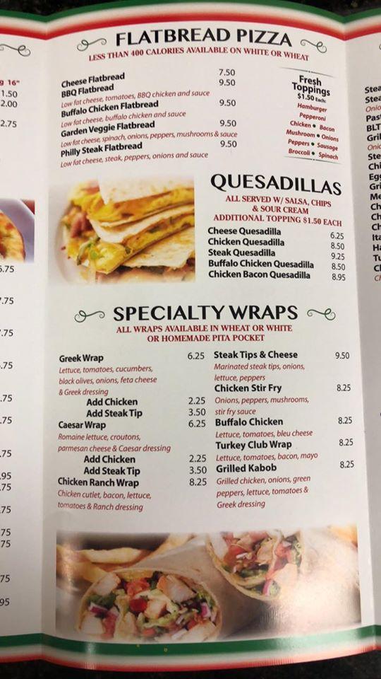 Menu at Roma Pizza pizzeria, Norton