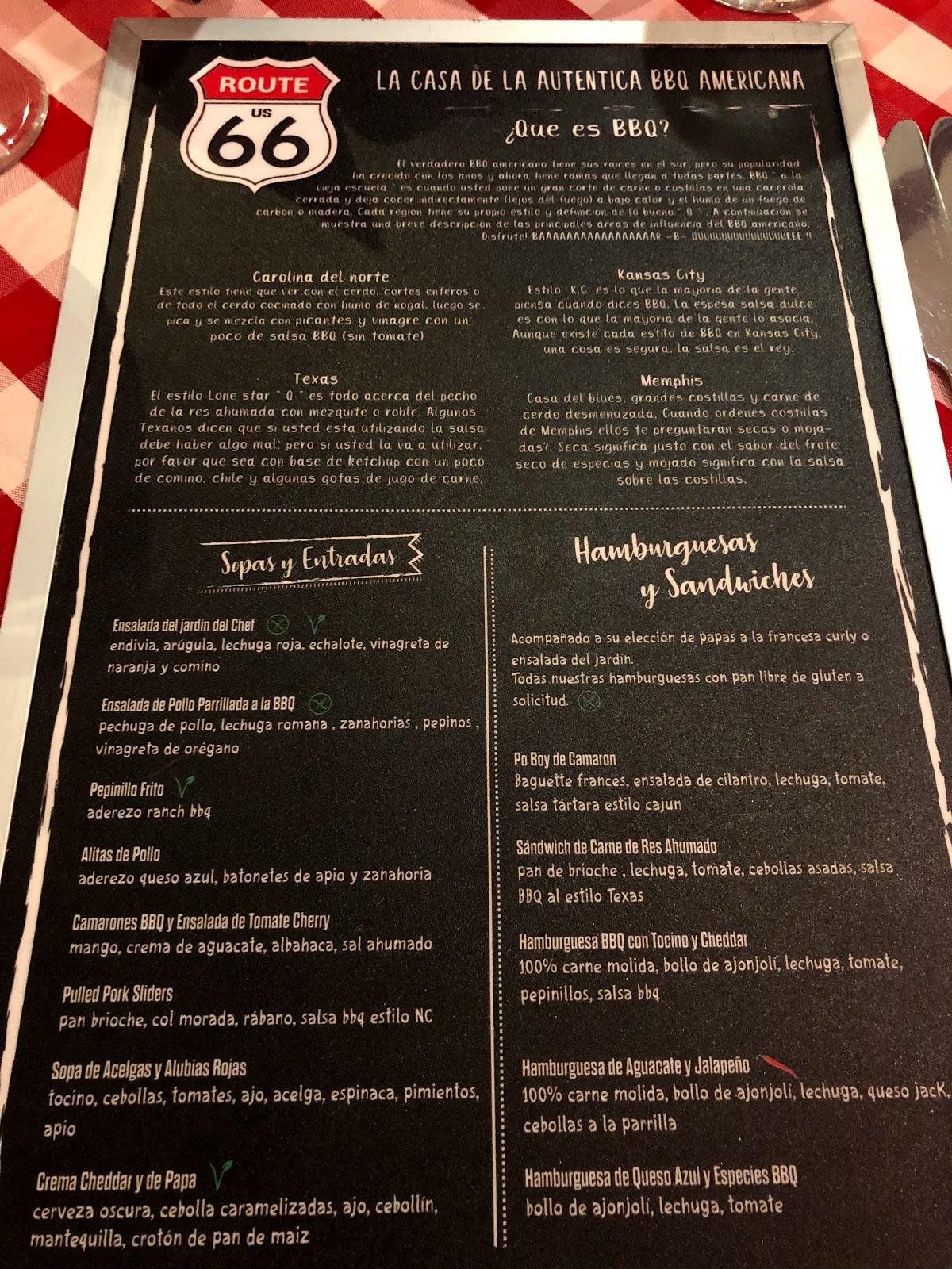 Menu at Route 66 restaurant, Punta Cana