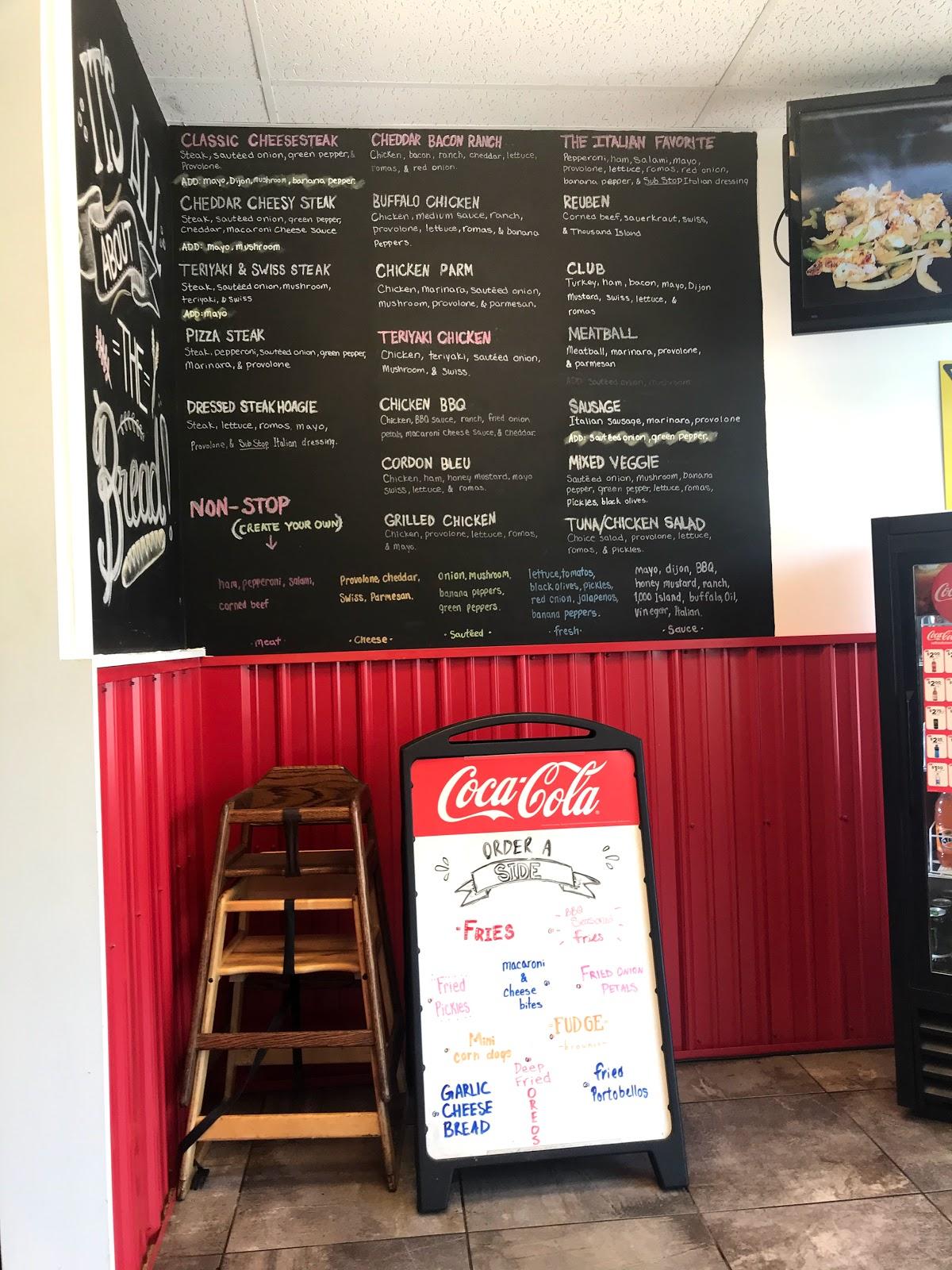 Menu at Sub Stop restaurant, Newton Falls