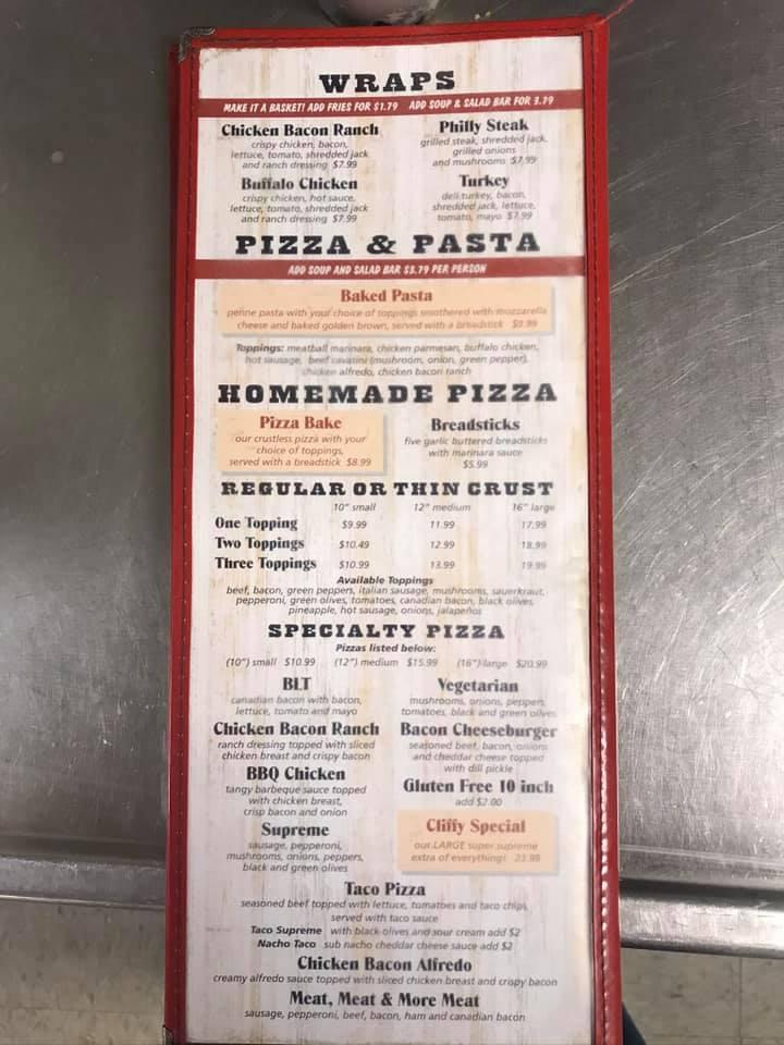 Menu at The Barn, Sherrill