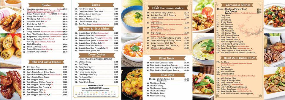 Menu at Cheng Ye Chinese Restaurant Takeaway, Worcester