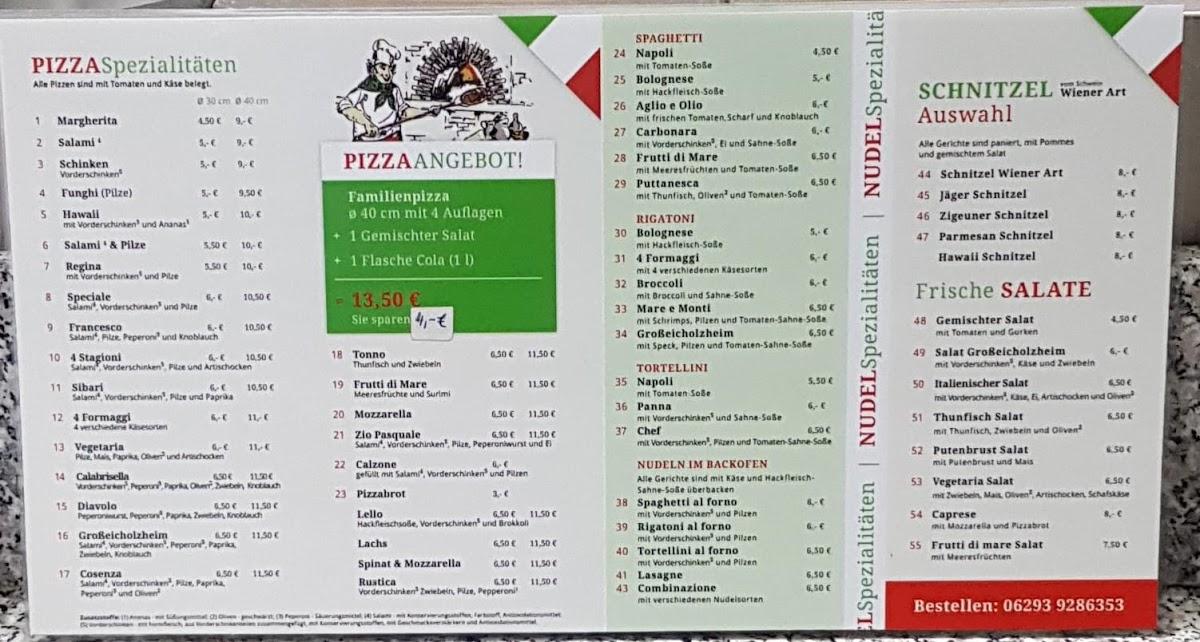Speisekarte von Pizzaservice La Calabrisella, Seckach