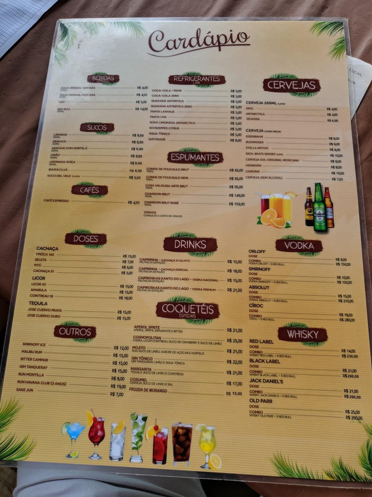 Menu em Restaurante Flutuante Kanto do Lago, Brasil