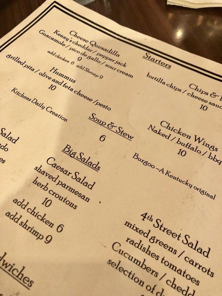 Menu at The Old Seelbach Bar, Louisville