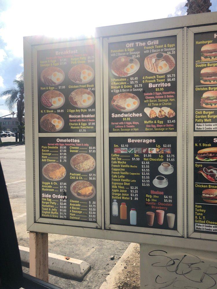 Menu at Christo's Best Burgers restaurant, Anaheim, Miraloma Ave