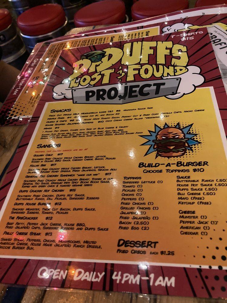 Menu at Dr Duff's Lost and Found Project pub & bar, Johnston