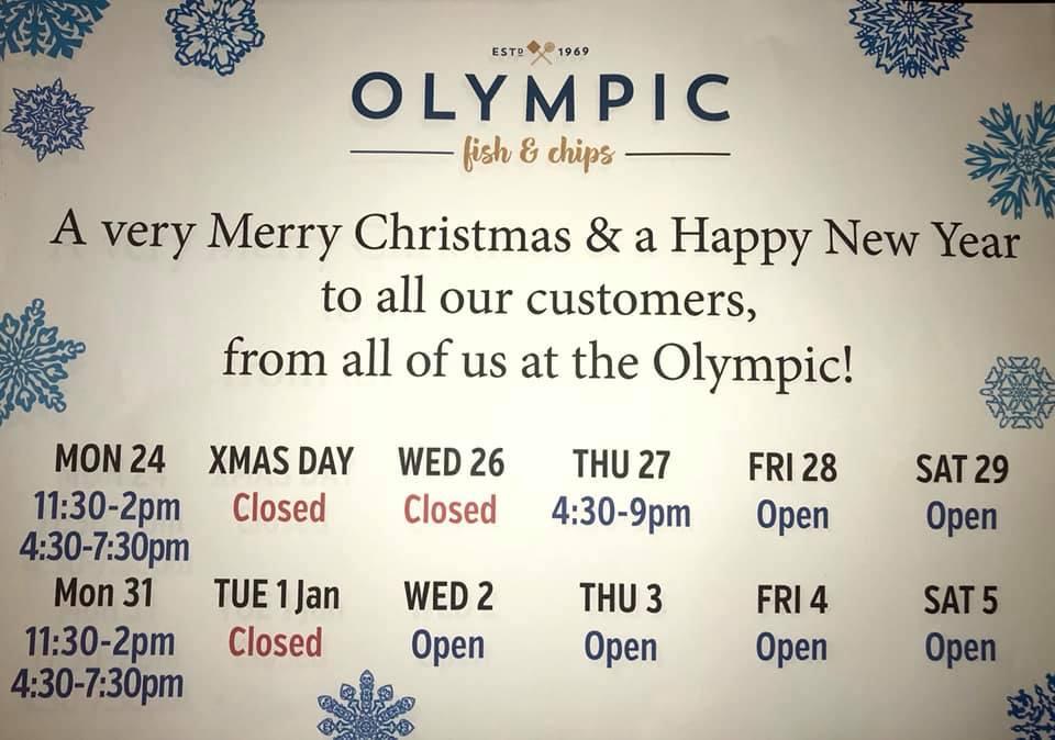 Menu at Olympic fast food, Barrow-in-Furness