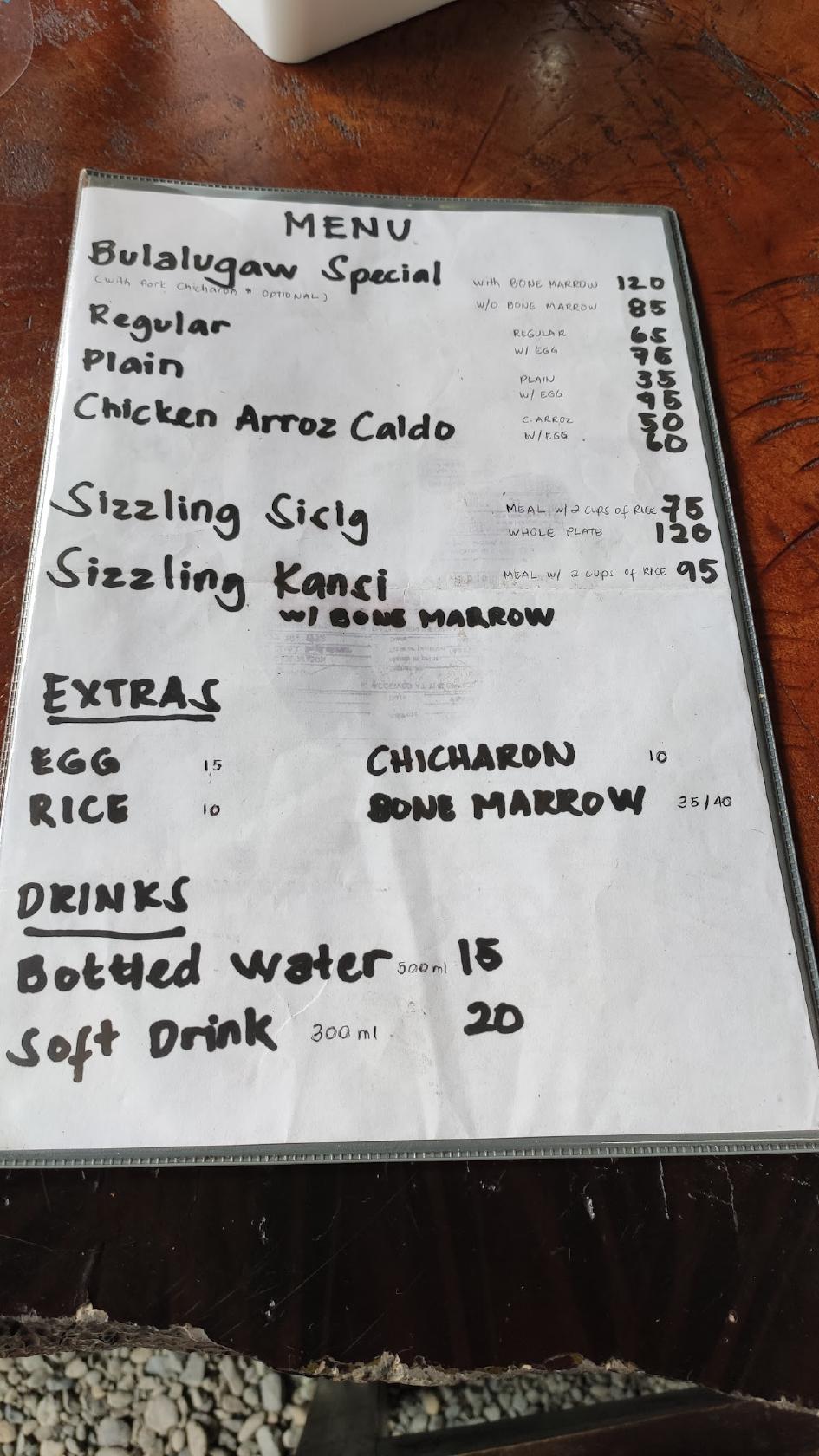 Menu at Chef G's - Doña Vicenta Counter restaurant, Davao City