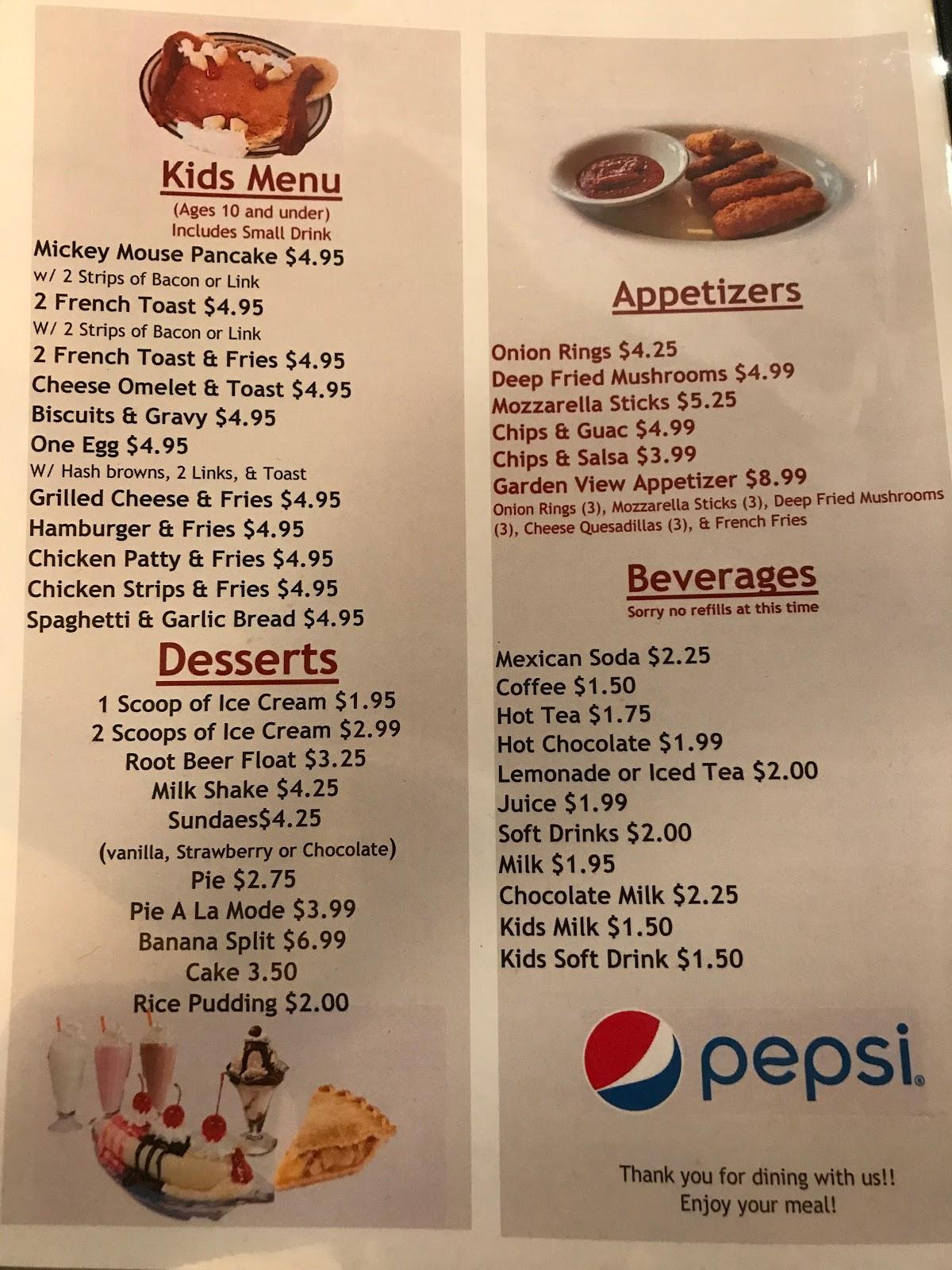 Menu at Garden View Family Restaurant lena il, Lena