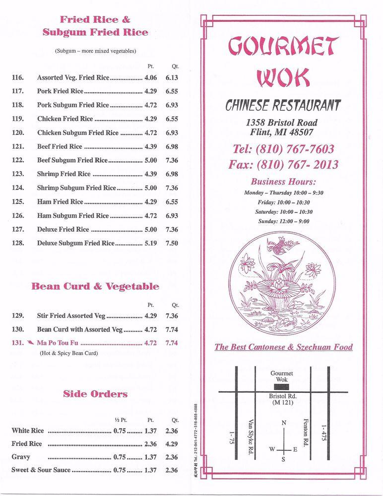Menu at Gourmet Wok restaurant, Flint