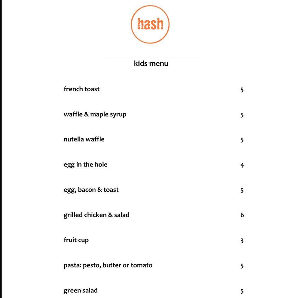 Menu at Hash restaurant, Stone Ridge