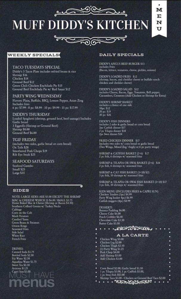 Menu at Muff Diddy's Kitchen desserts, Lancaster