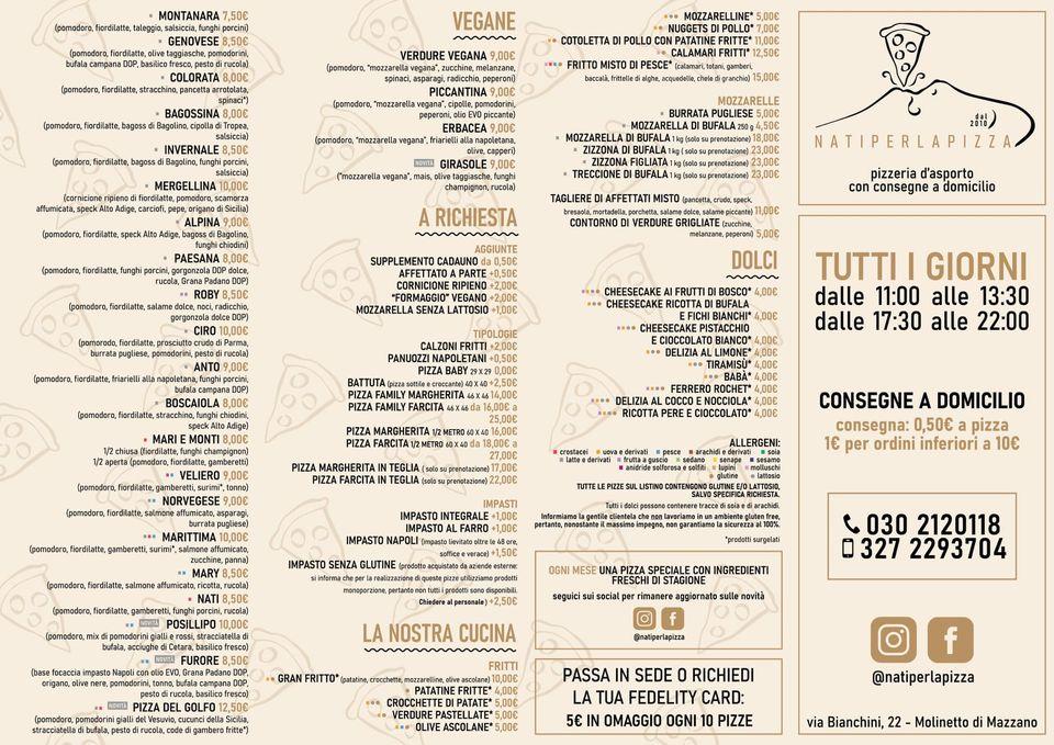 Menu at Nati Per La Pizza restaurant, Mazzano