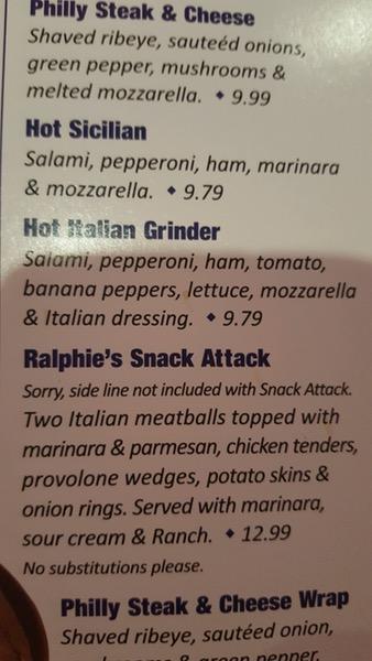 Menu at Ralphie's Sports Eatery pub & bar, Holland, Airport Hwy