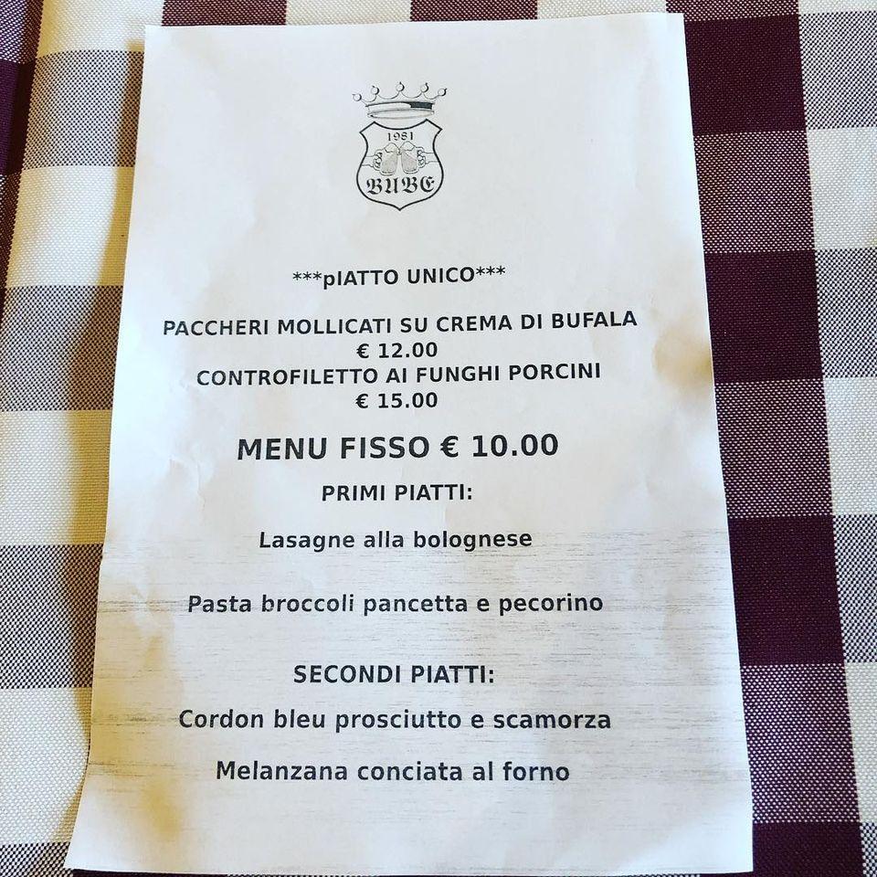 Menu at Ristorante Pizzeria Bube Milanino, Cusano Milanino