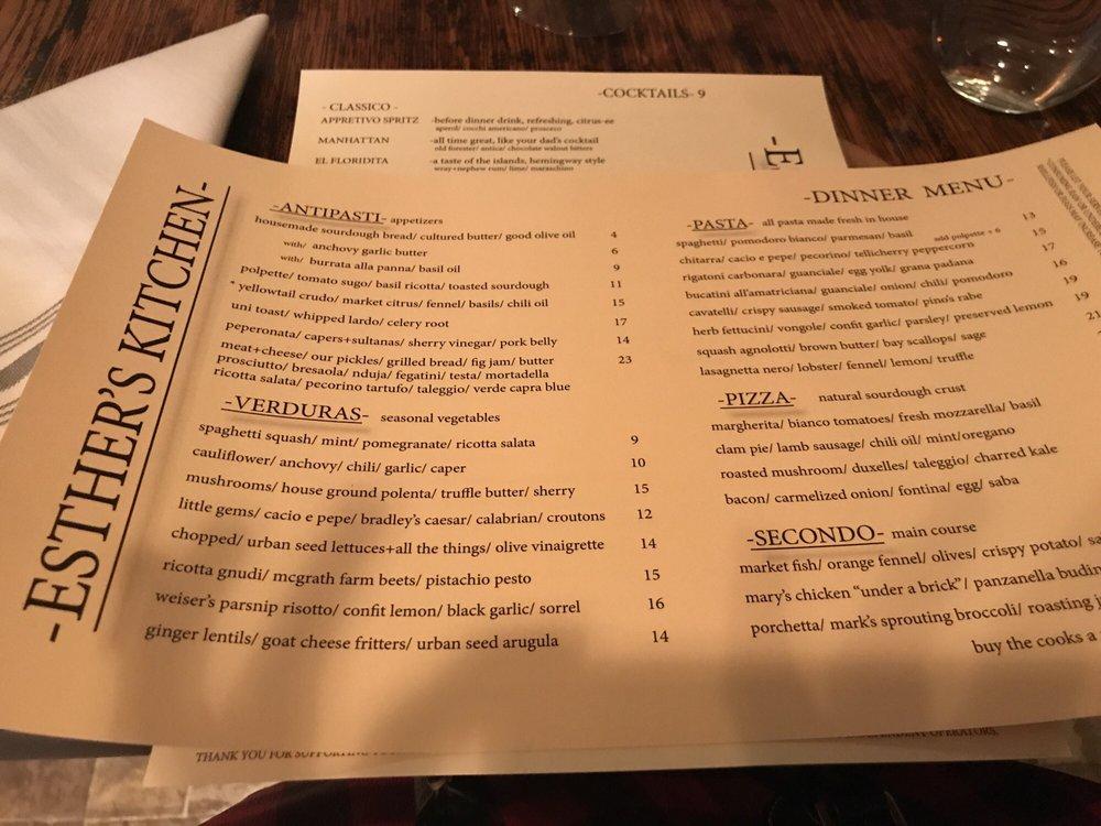 Menu at Esther's Kitchen pub & bar, Las Vegas