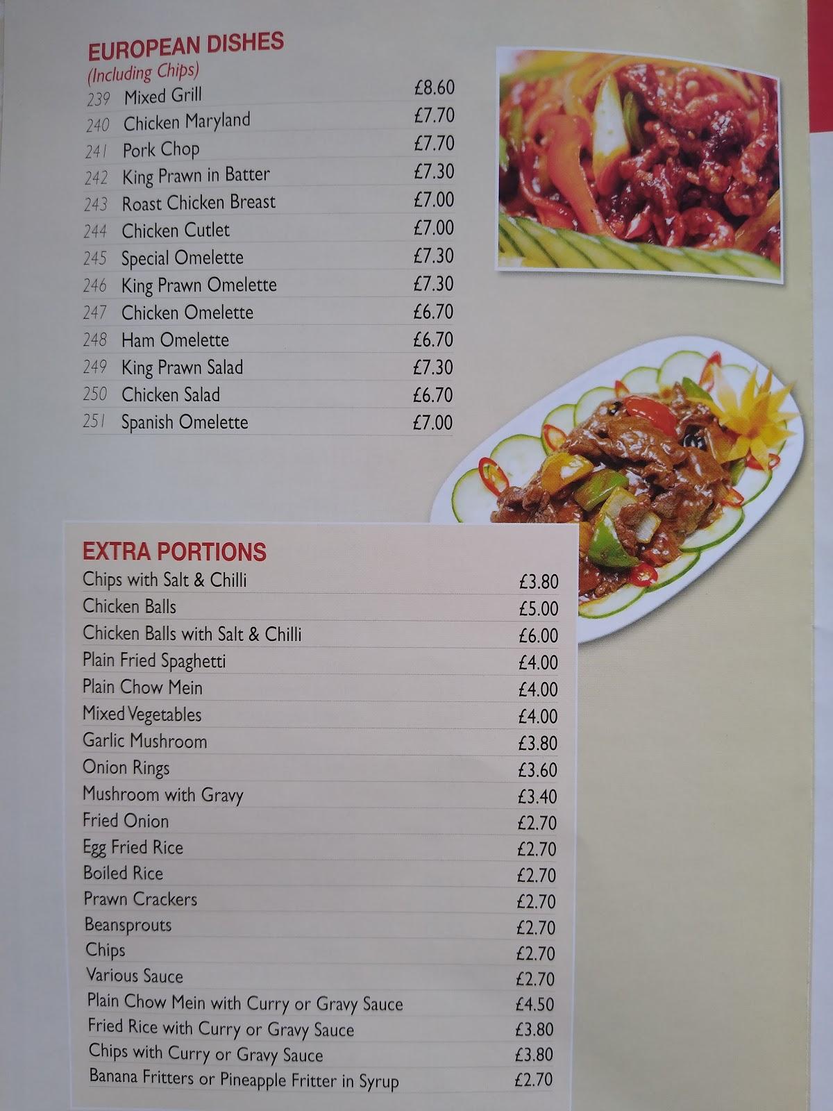 Menu at Golden Flower fast food, Dumfries