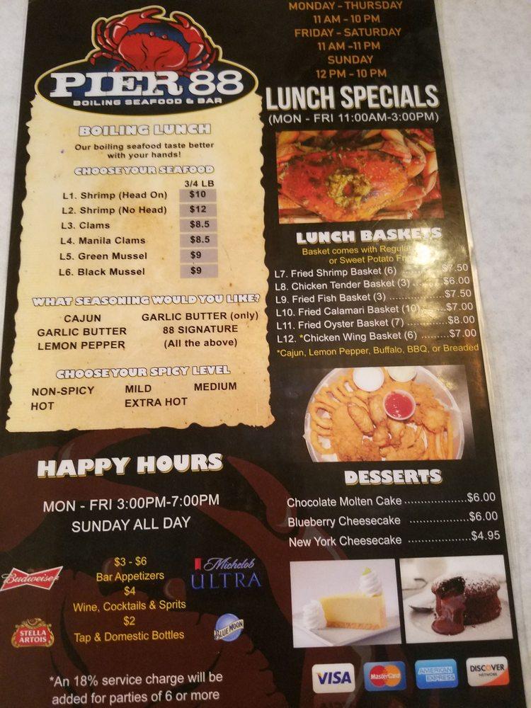 Carta de Pier 88 Boiling Seafood & Bar OKC, Oklahoma City