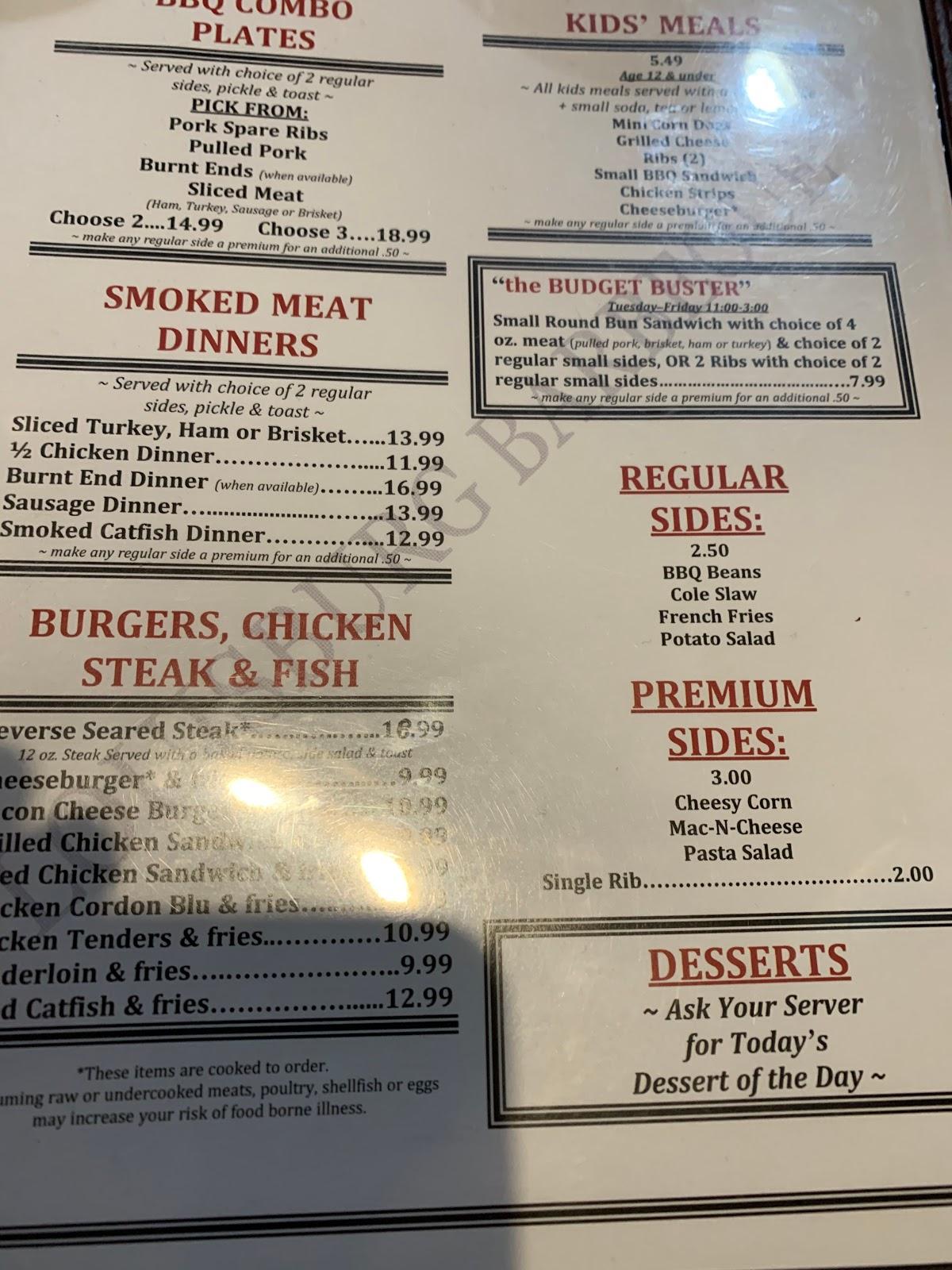 Menu at Louisburg BBQ & Brews, Louisburg