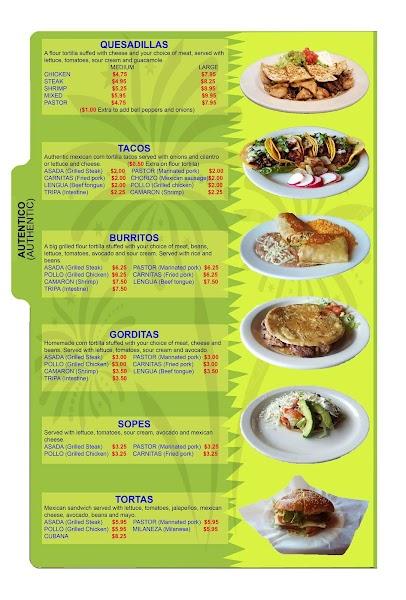 Menu at Los Comales, Memphis restaurant, Memphis, S Perkins Rd