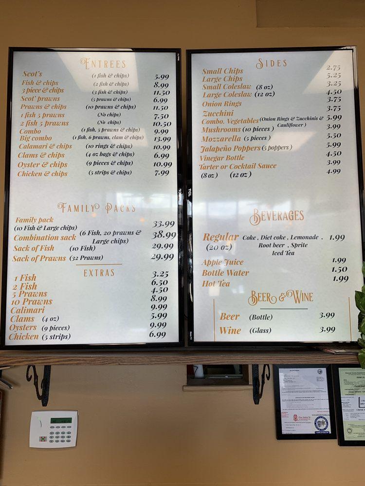 Menu at Louise's Fish & Chips restaurant, Livermore