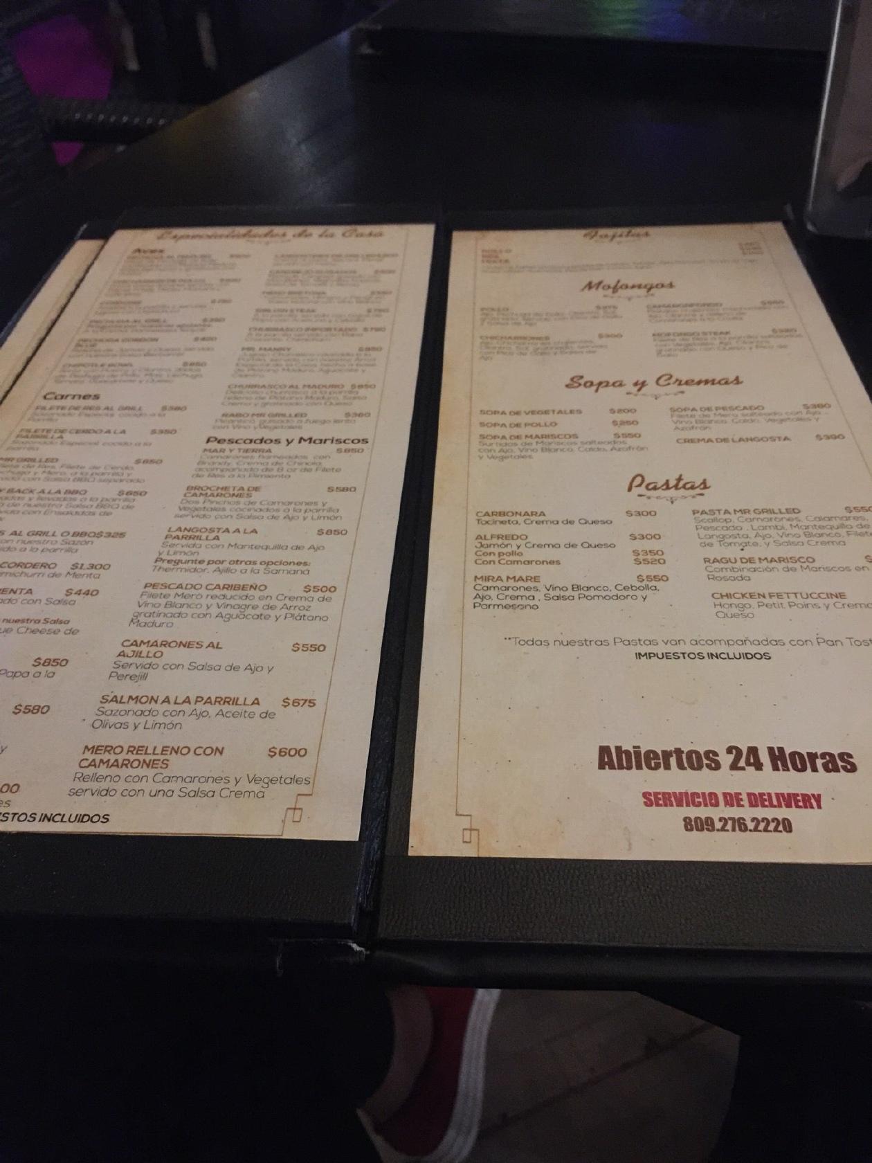 Menu at Mr. Grilled pub & bar, Santiago De Los Caballeros, F868+5WW