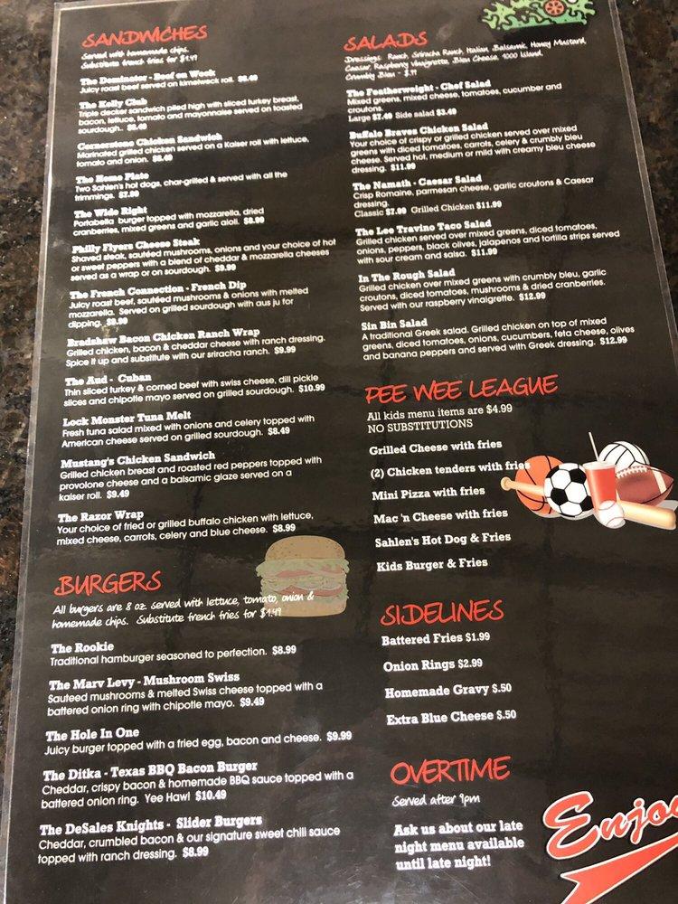 Menu at The Penalty Box pizzeria, Lockport