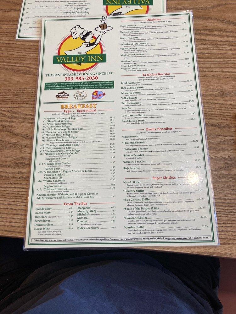 Menu at Valley Inn Restaurant, Lakewood