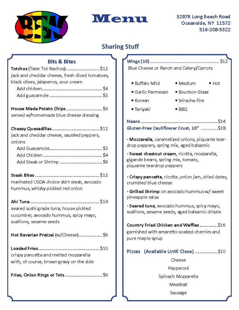 Menu at Btw pub & bar, Oceanside